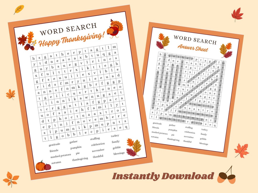Thanksgiving Word Search Thanksgiving Family Games Thanksgiving Kid ...