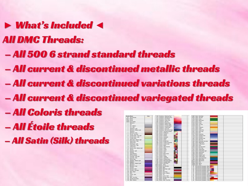 DMC Thread Charts PDF Instant Download Cross Stitch Chart - Etsy Australia