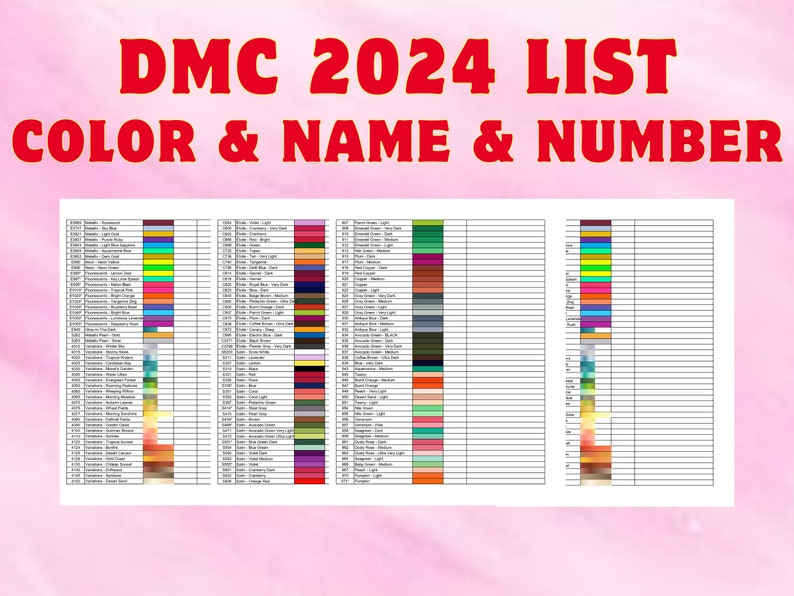 DMC Thread Charts PDF Instant Download Cross Stitch Chart - Etsy Australia