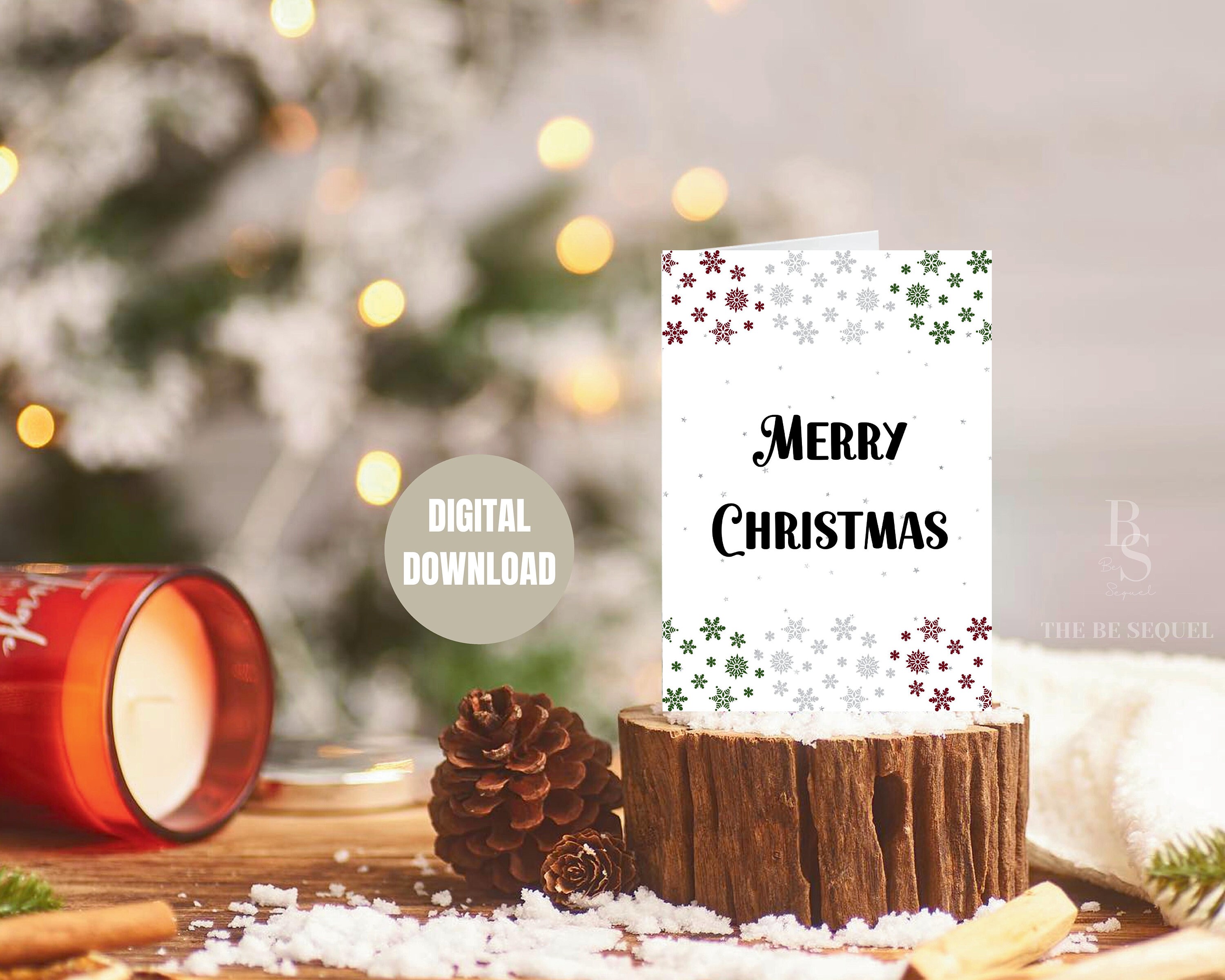 Set of 6 Digital Prints, Christmas Card Sets, Red and Green Prints ...