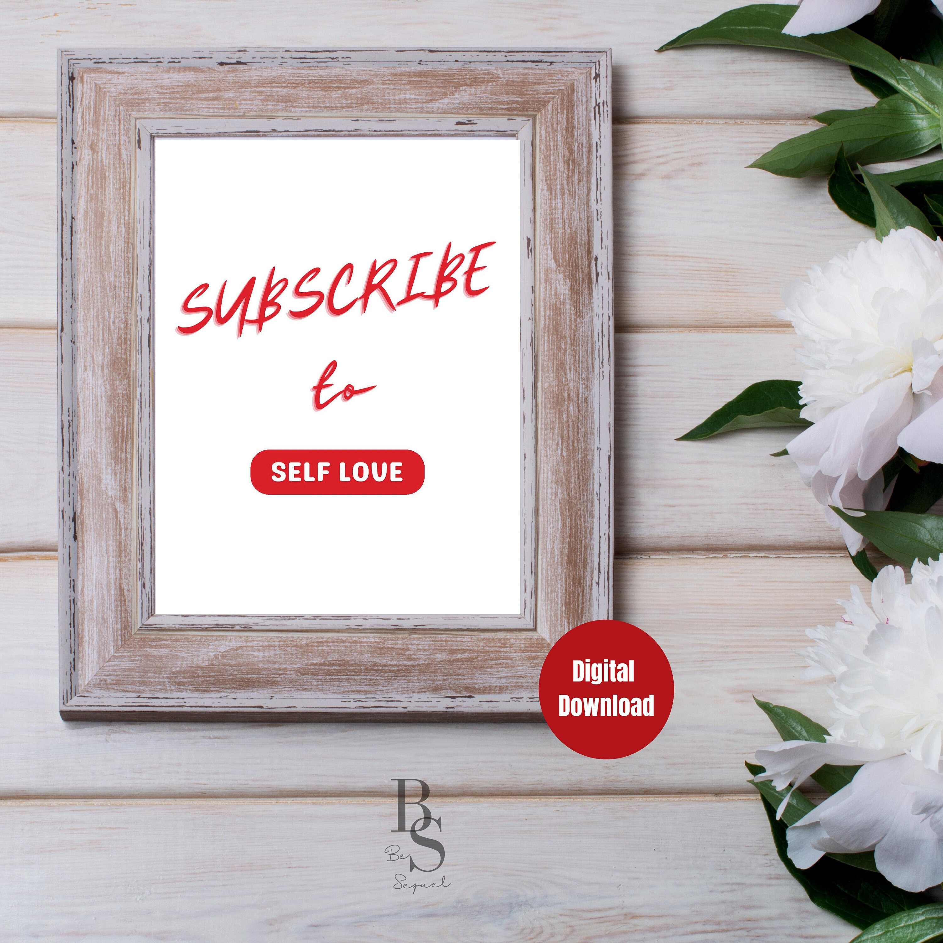 Self-love Wall Art Red Digital Art Print Download Wall Art - Etsy