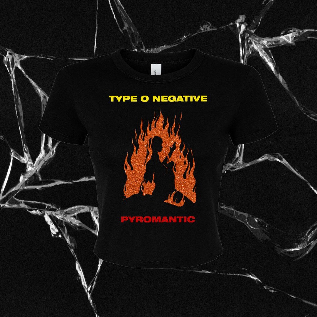 Type O Negative | Pyromantic | Handmade Black Cropped Baby Tee | Double ...