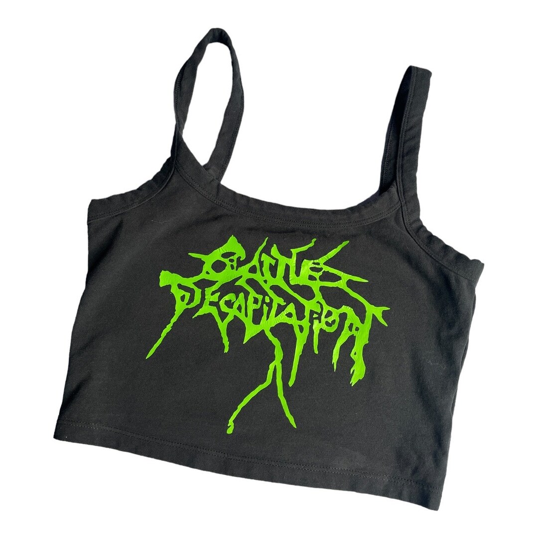 Humanure Death Metal Grindcore Handmade Black Cropped Metal Logo Tank ...