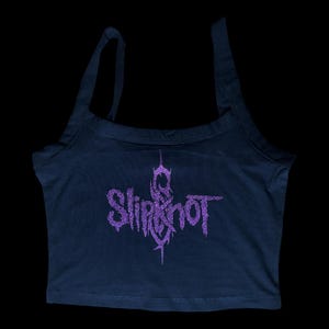 Slipknot Nu Metal Handmade Black Cropped Metal Logo Tank Top Custom ...