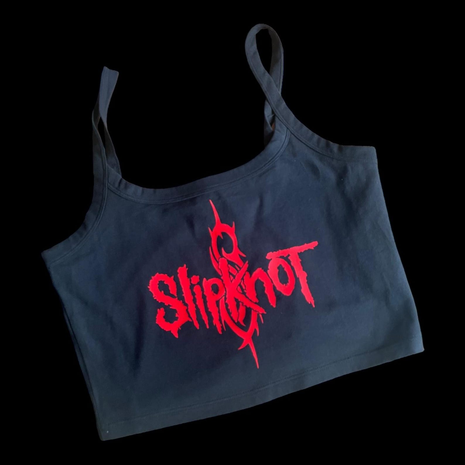 Slipknot Nu Metal Handmade Black Cropped Metal Logo Tank Top Custom ...
