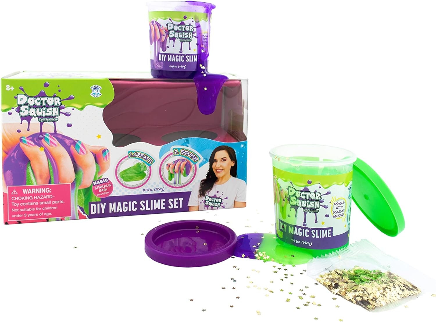 Doctor Squish - DIY Magic Slime Set, Twin Pack (green & Purple), With ...