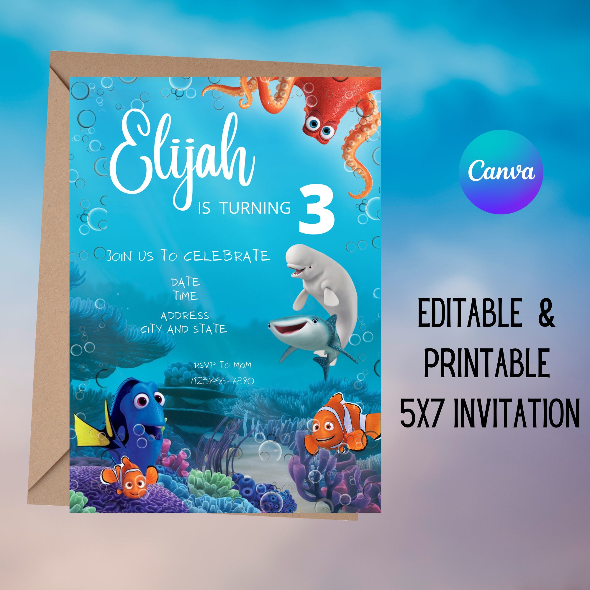 Finding Dory Invitation | Birthday Invitation | Kids Birthday ...