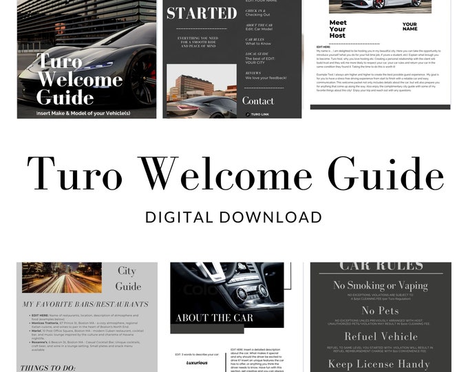 TURO Welcome Guide for Guests - Etsy