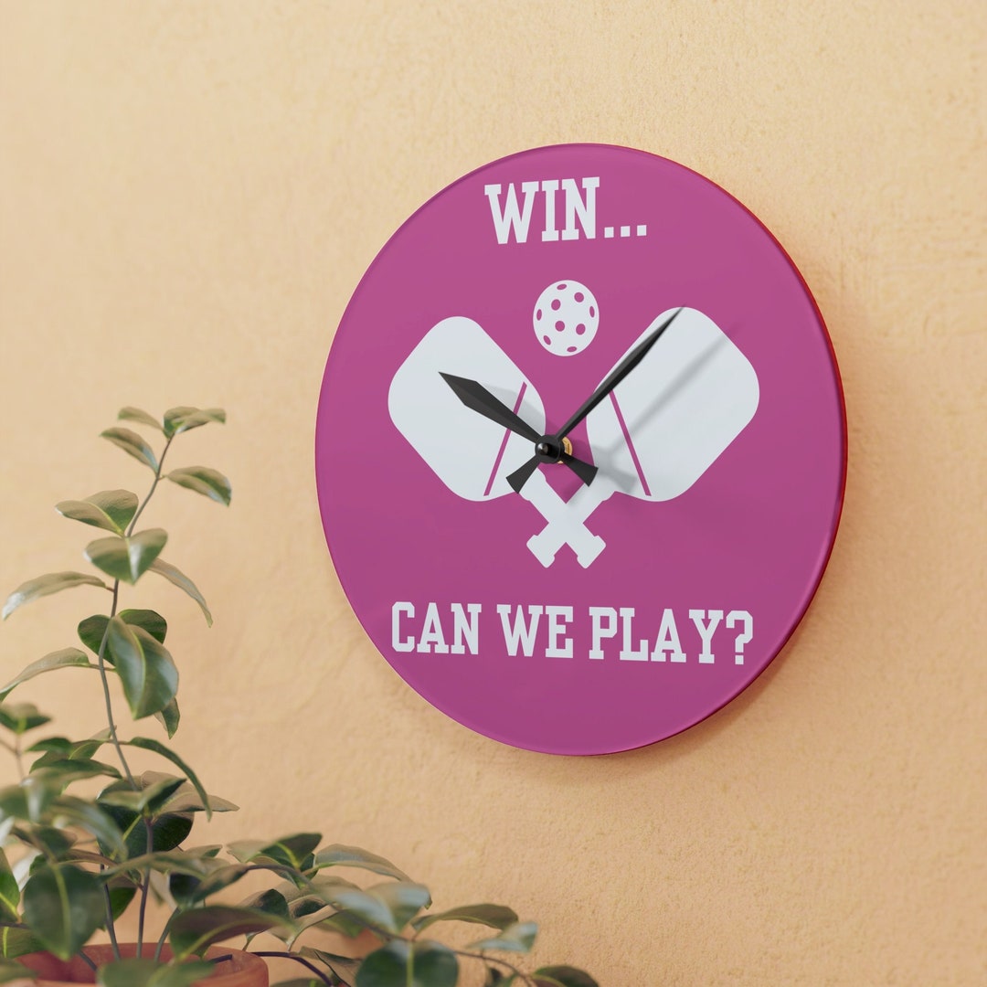 Pickleball Clock Pink 10.75 X 10.75 Acrylic Wall Clock Gift for Her Him ...