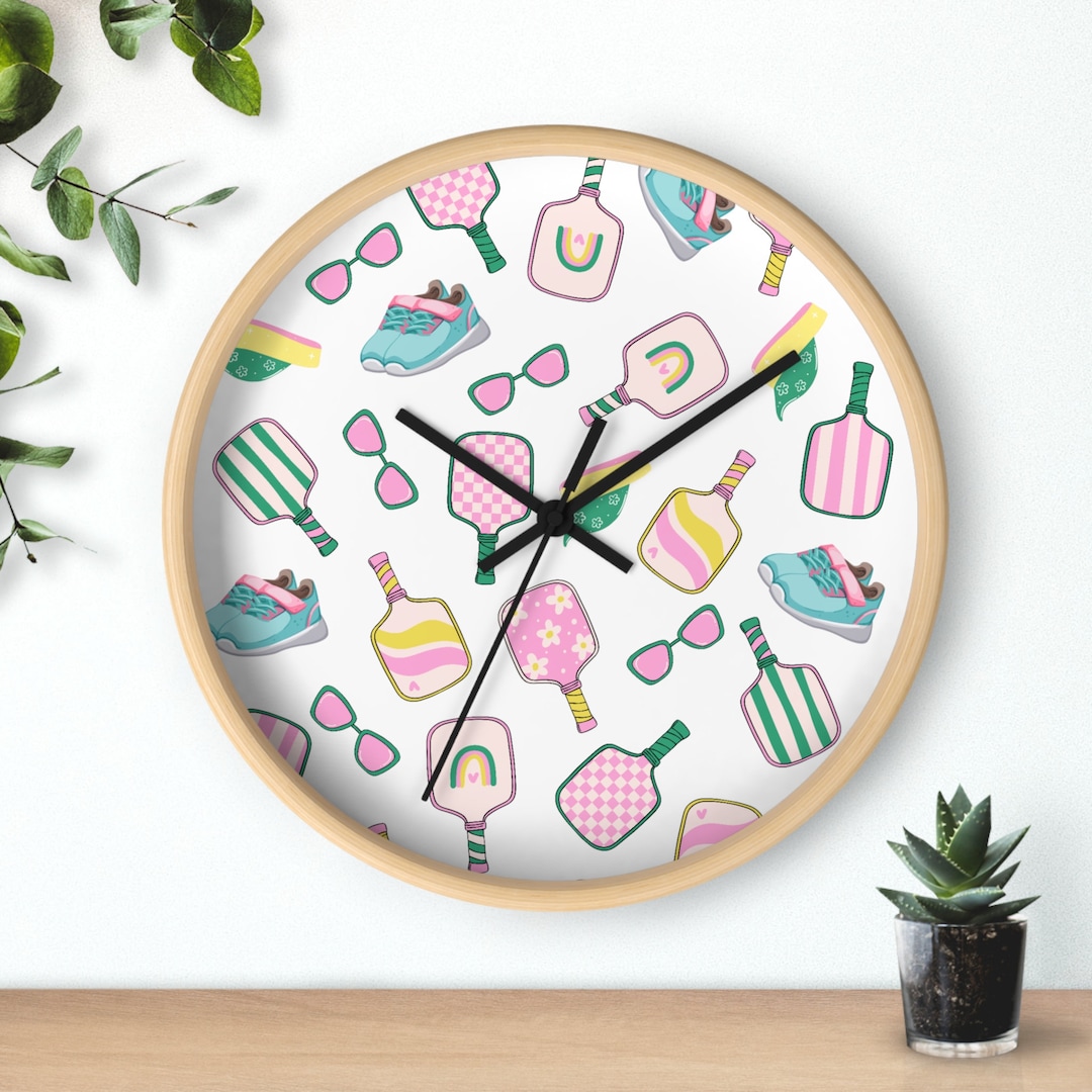 Pickleball Mix Wall Clock Black Hands Fun Gift for Her, Birthday or ...