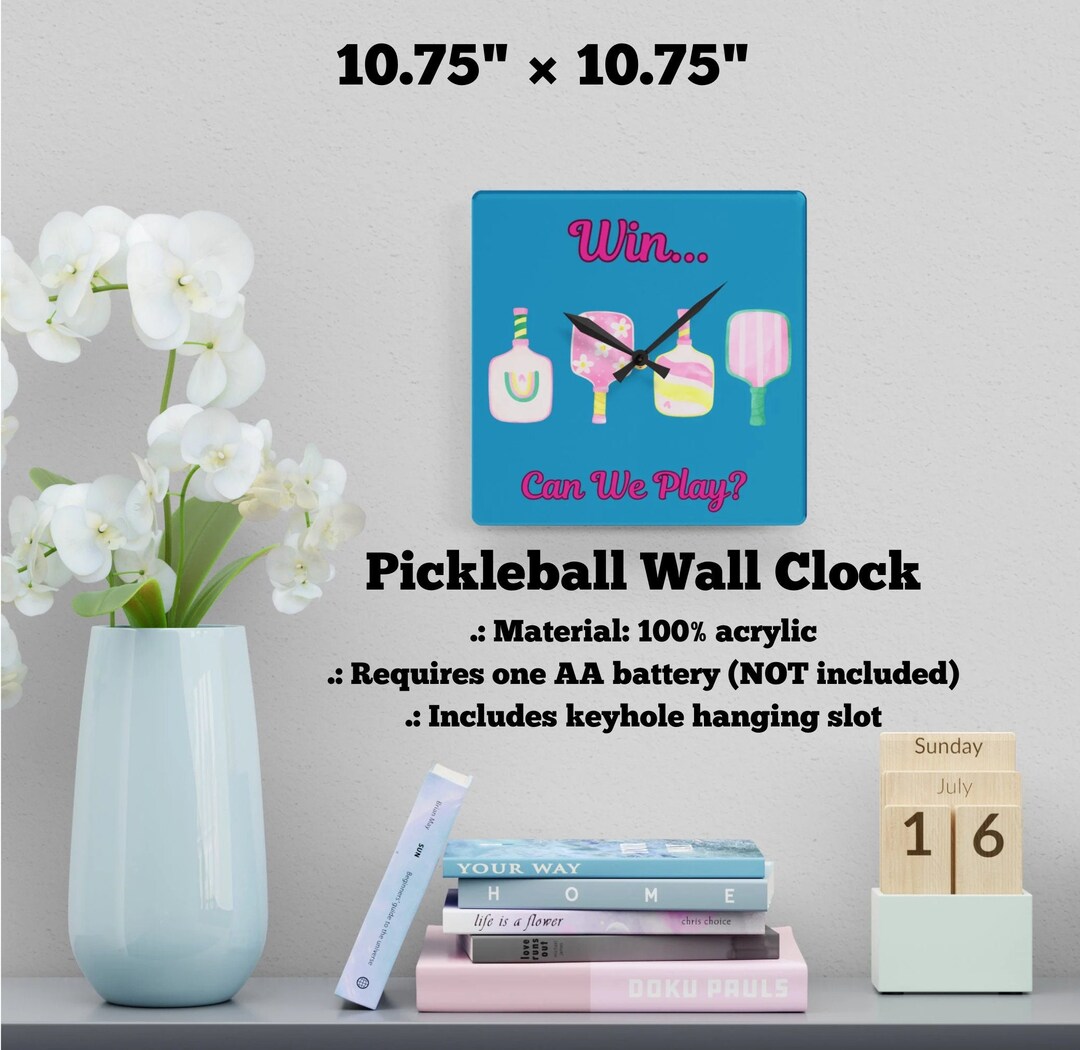 Pickleball Clock Blue Acrylic 10.75 10.75 Wall Clock Gift for Her ...