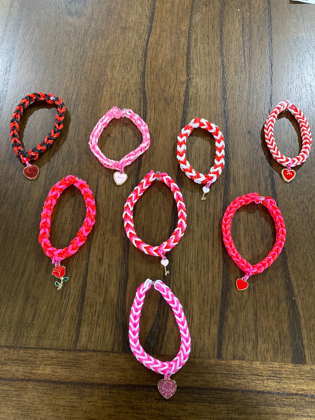 Valentines Day Rainbow Loom Bracelets Pair - Etsy