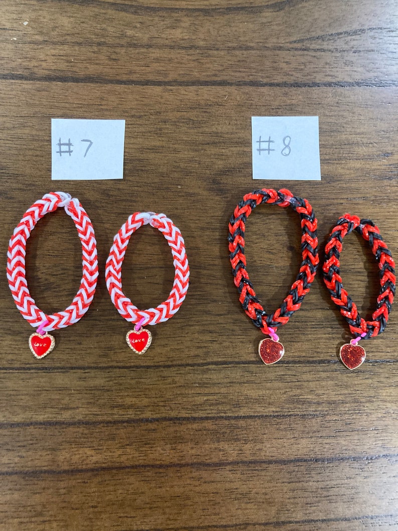 Valentines Day Rainbow Loom Bracelets Pair - Etsy