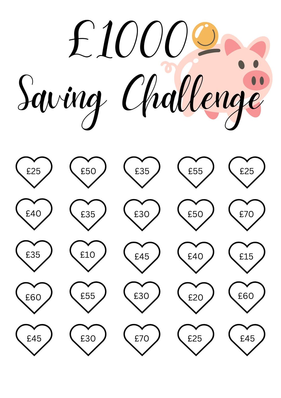 Printable Saving Challenge Template. Color as You Save and Reach Your ...
