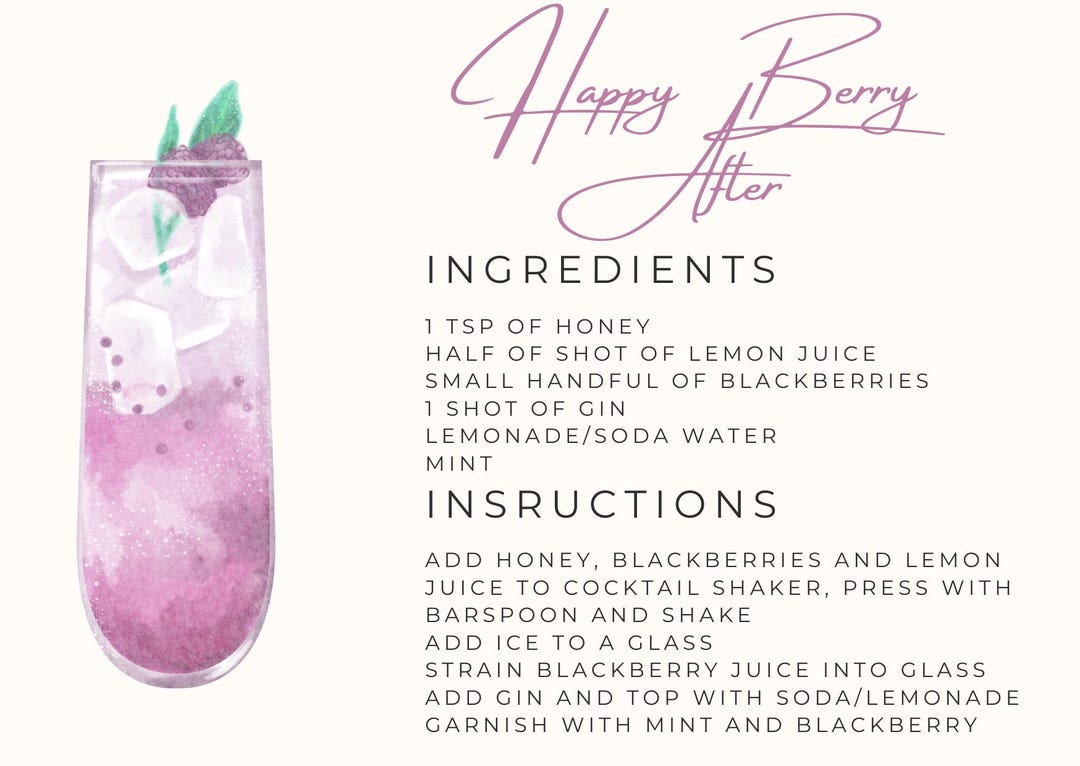 Hen Party Drinks Menu, Cocktail Bar Sign Template, Printable Signature ...