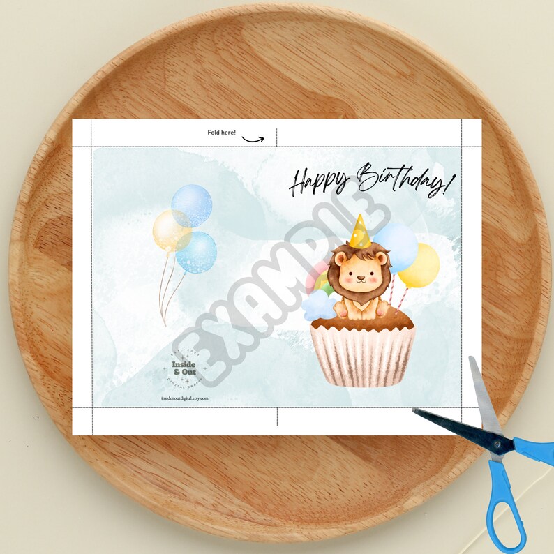 Tarjeta de cumpleaños imprimible para cupcakes con forma de león para ...