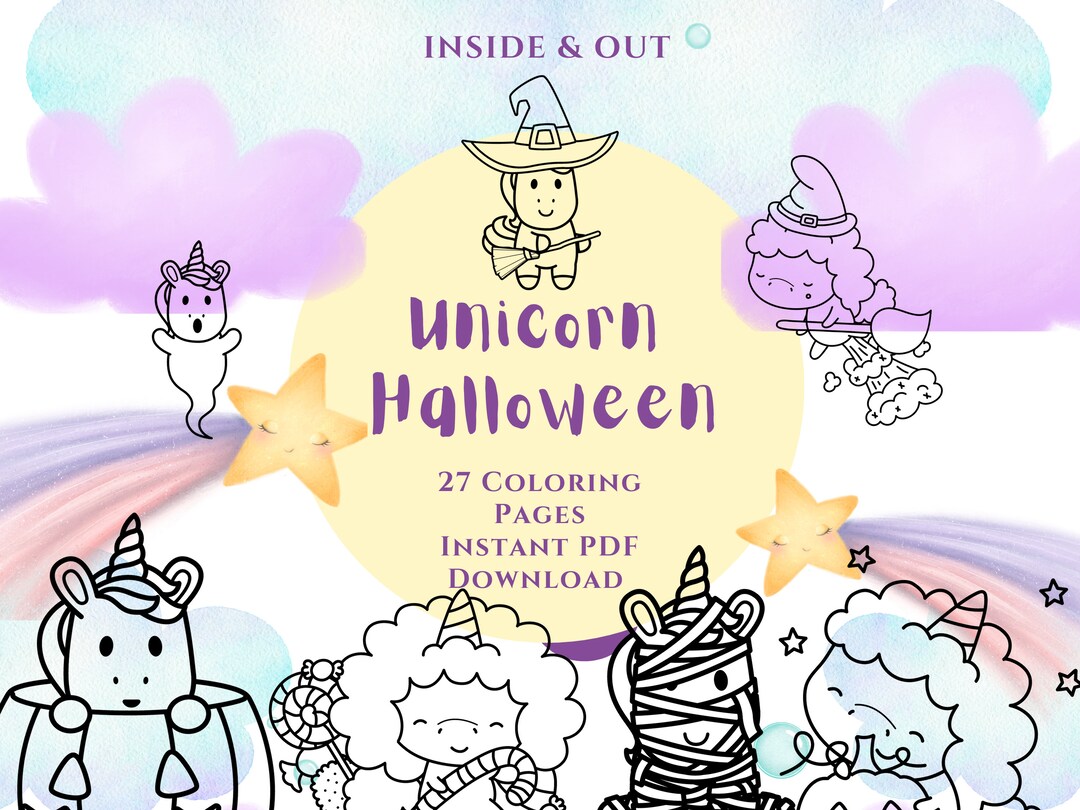 27 Unicorn Halloween Coloring Pages Coloring Packet Kid - Etsy