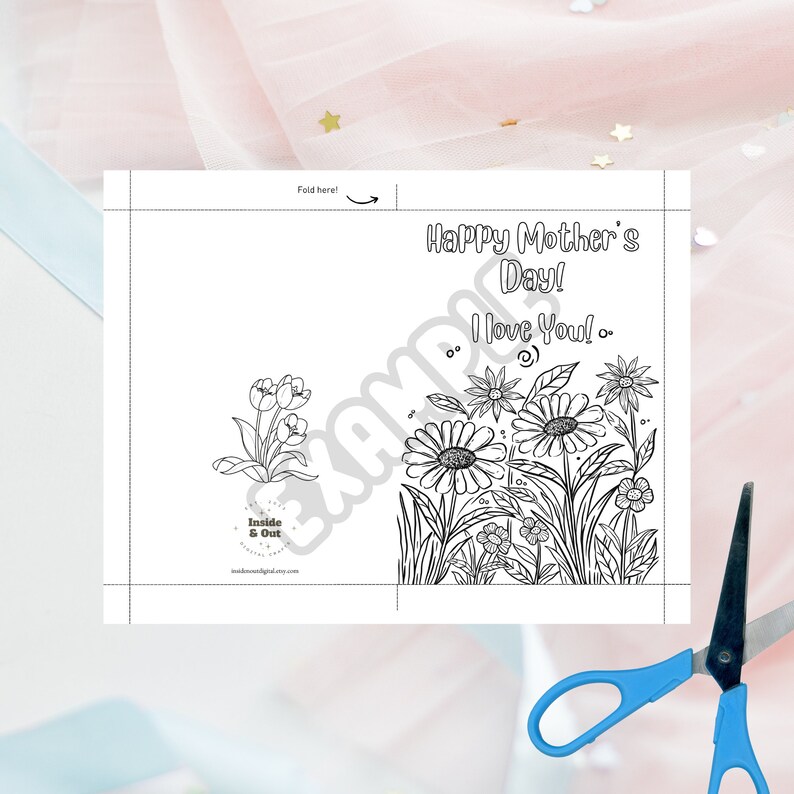 Blooming Sunflower Mother's Day Coloring Card - DIY Printable Instant ...