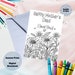 Blooming Sunflower Mother's Day Coloring Card DIY Printable Instant ...