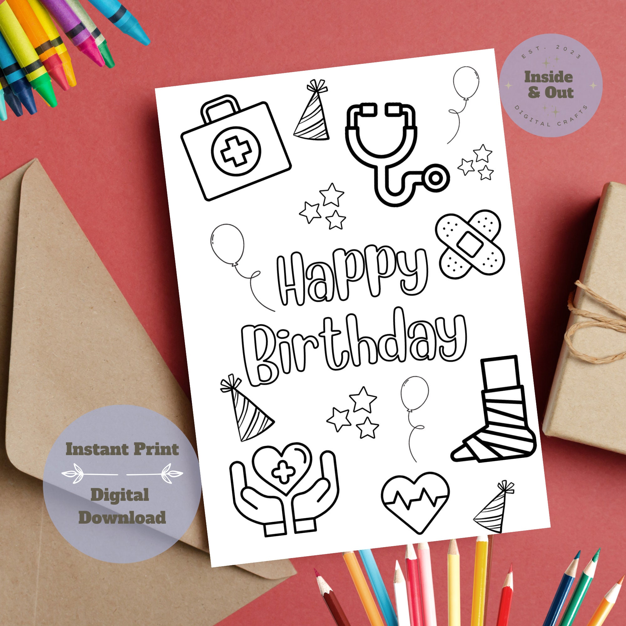 Printable Coloring Healthcare Birthday Card - A Heartfelt Prescription ...