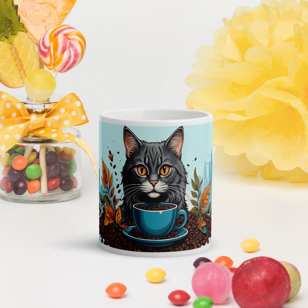 Cat on a Cup of Tea Cute Mug, Coffee Mug, Tea Cup Adorable Cat Design ...