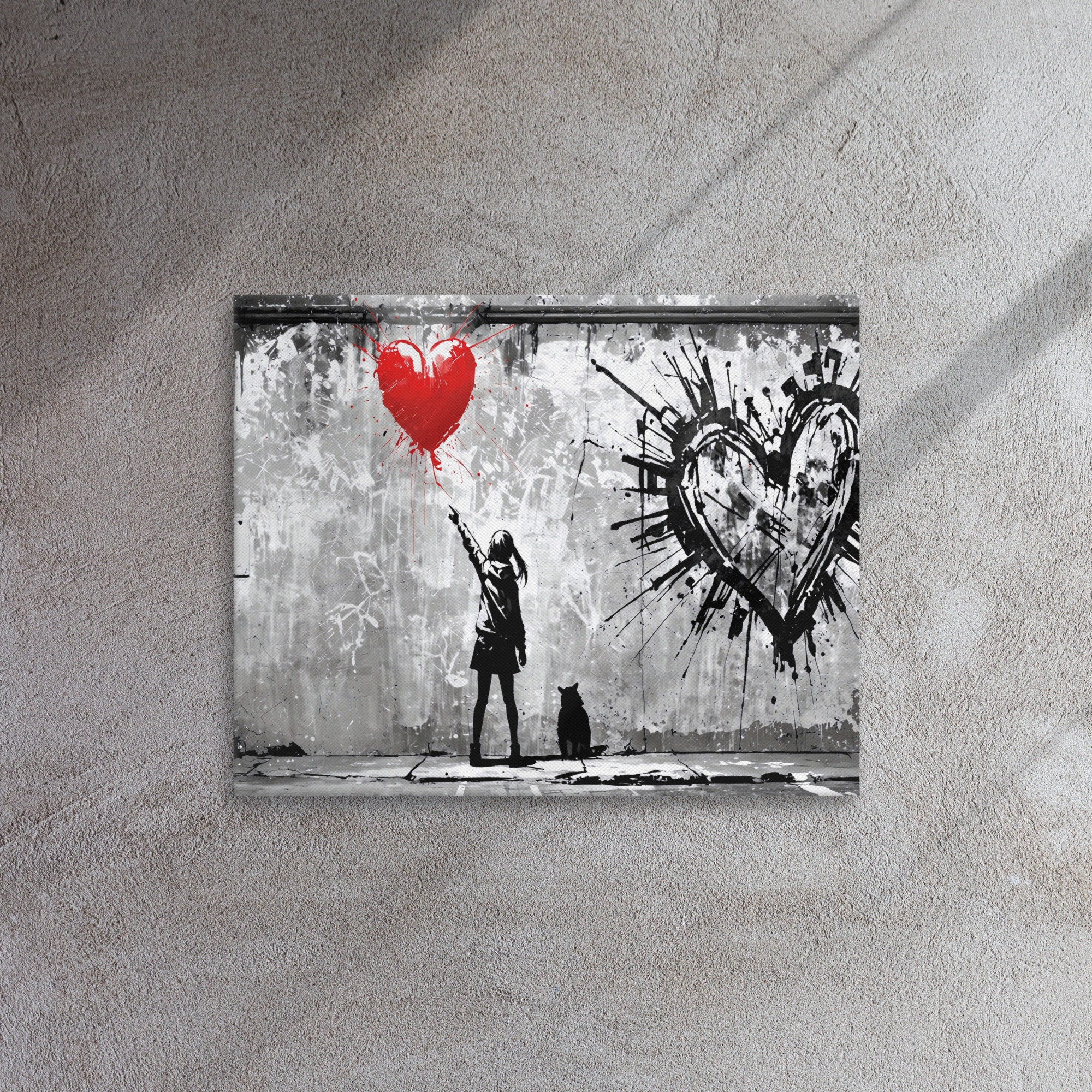 Heartfelt Reach: Banksy-inspired Street Art Poster Girl With Red ...
