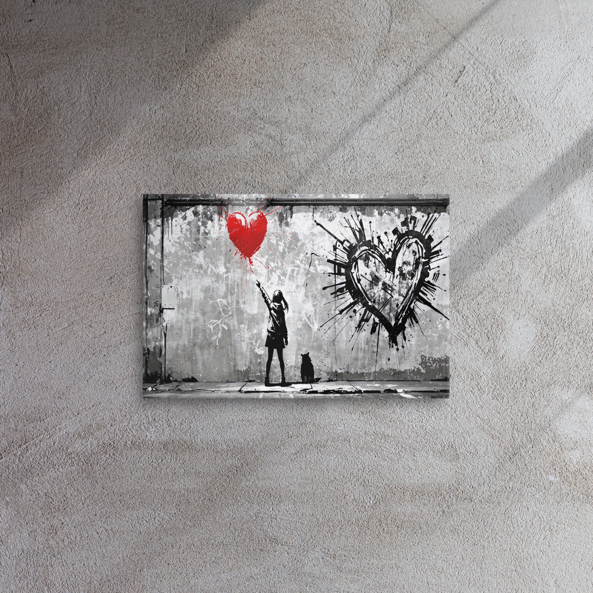 Heartfelt Reach: Banksy-inspired Street Art Poster Girl With Red ...