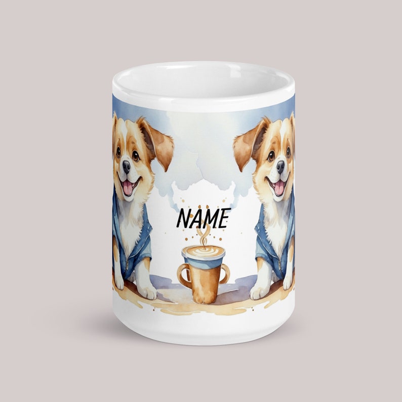 Custom Cute Dog Drinking Coffee Mug Cute Coffee Mug, Charming Tea Cup ...