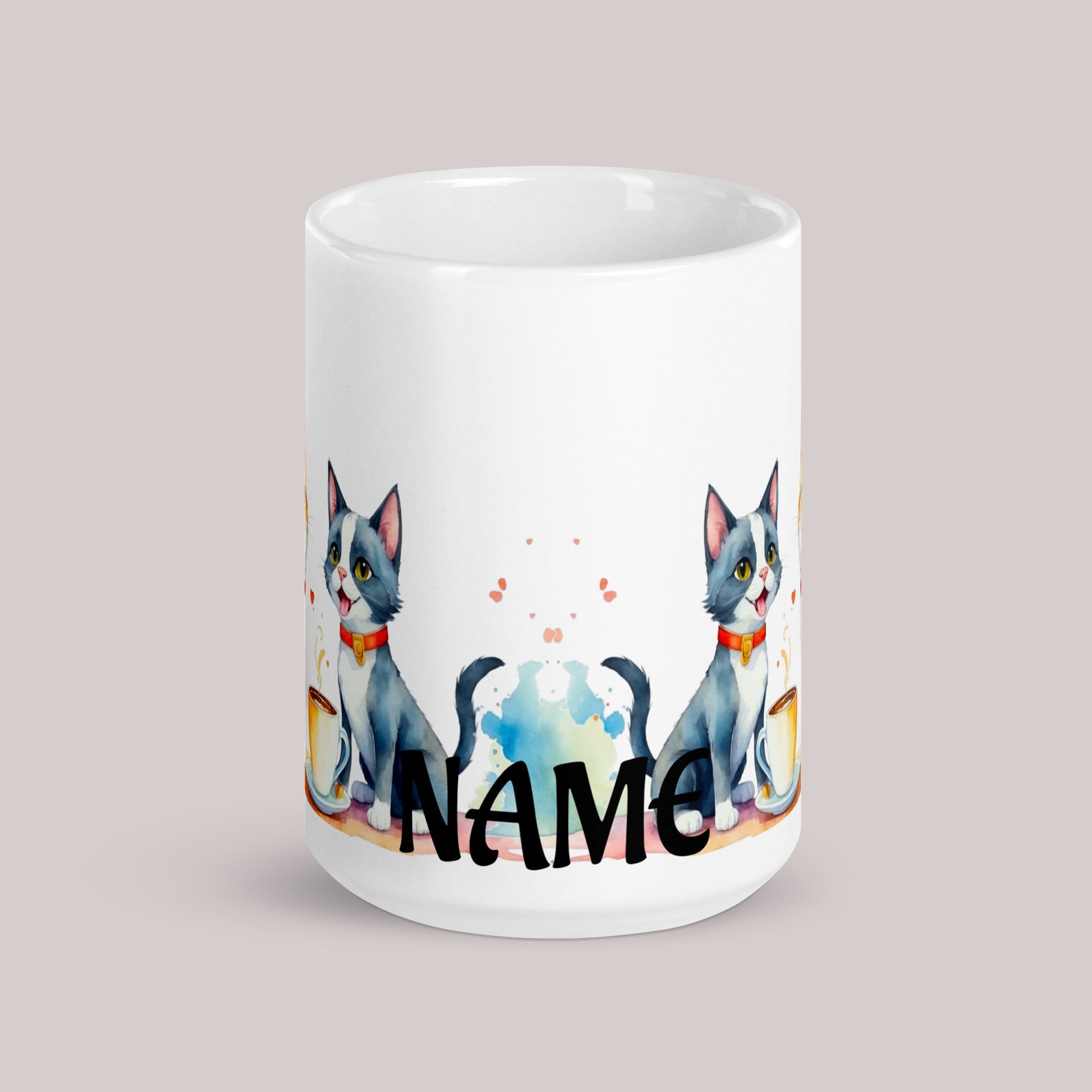 Custom Mug Cute Cat Drinking Coffee Mug Cute Coffee Mug, Charming Tea ...