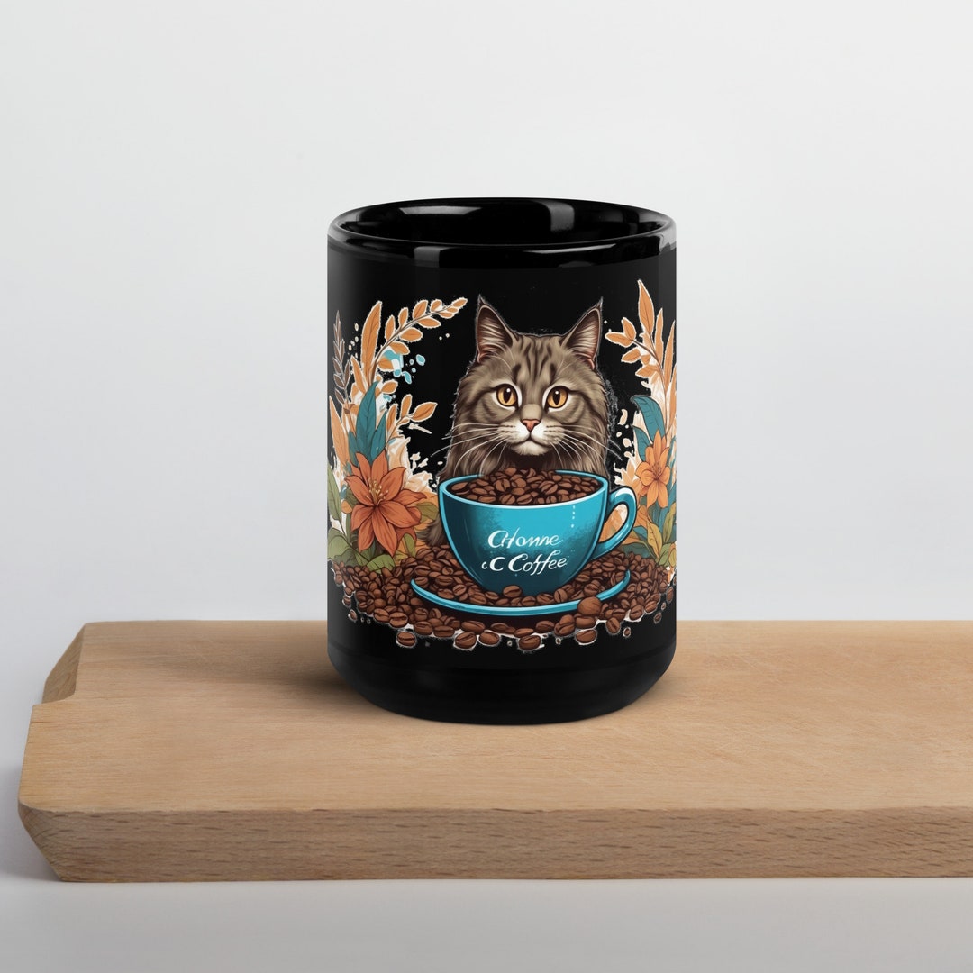 Cute Cat on a Cup of Tea Mug - Adorable Coffee Mug, Whimsical Tea Cup ...
