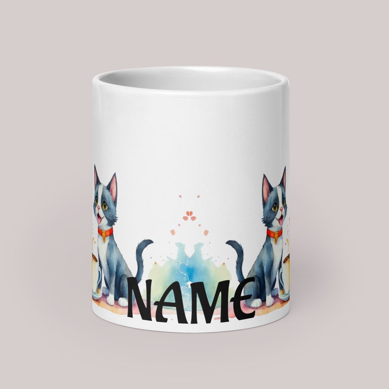 Custom Mug Cute Cat Drinking Coffee Mug Cute Coffee Mug, Charming Tea ...
