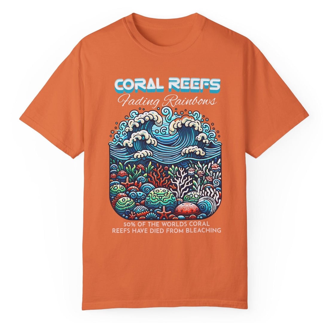 Coral Reef Design T-shirt Protect Sea Life Tee, Tropical Save Ocean Top ...