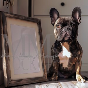 French Bulldog Art Display Mockup: Wood Frame, Sunset Lighting (digital ...
