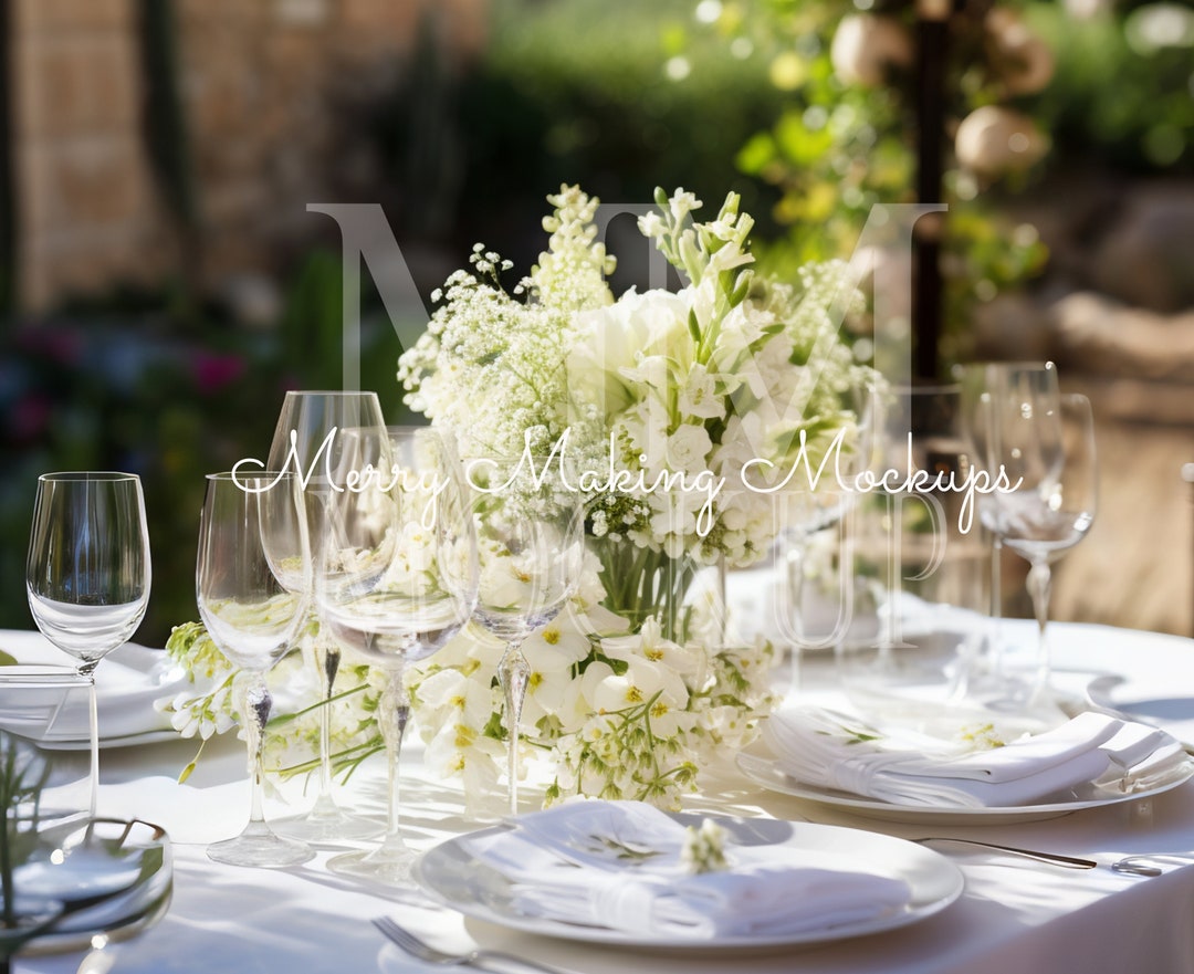 Wedding Table Mockup, Wine Glass Mockup. Outdoor Mockup, Summer Wedding ...