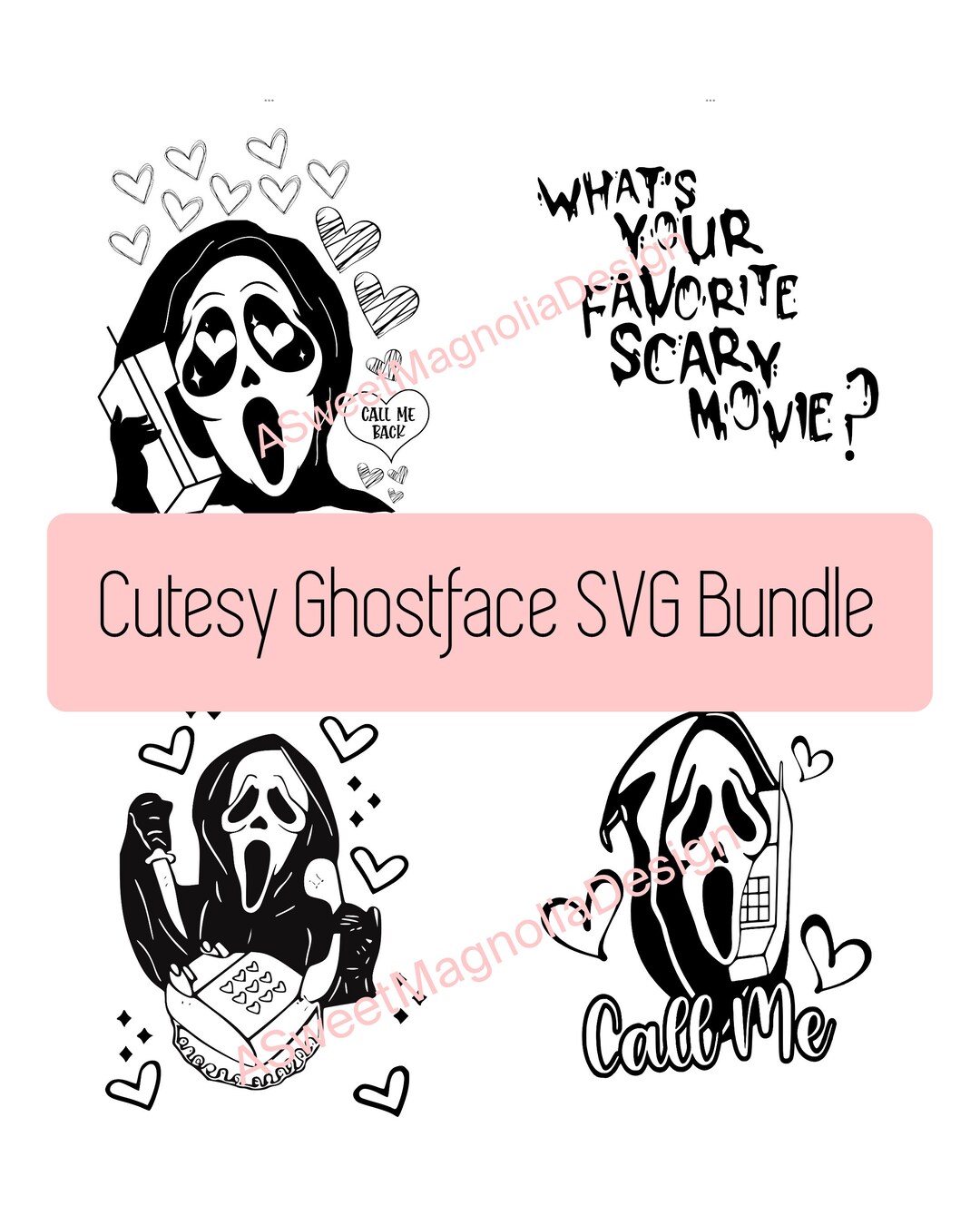 Cutesy Ghostface SVG Bundle - Etsy