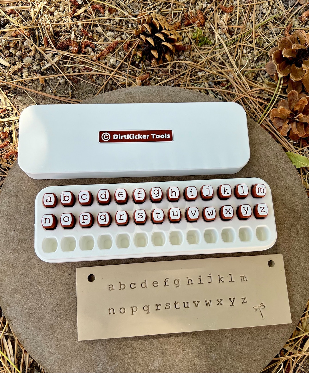 Alphabet Letter Clay Stamps With Storage Case, Courier Font, Lower Case ...