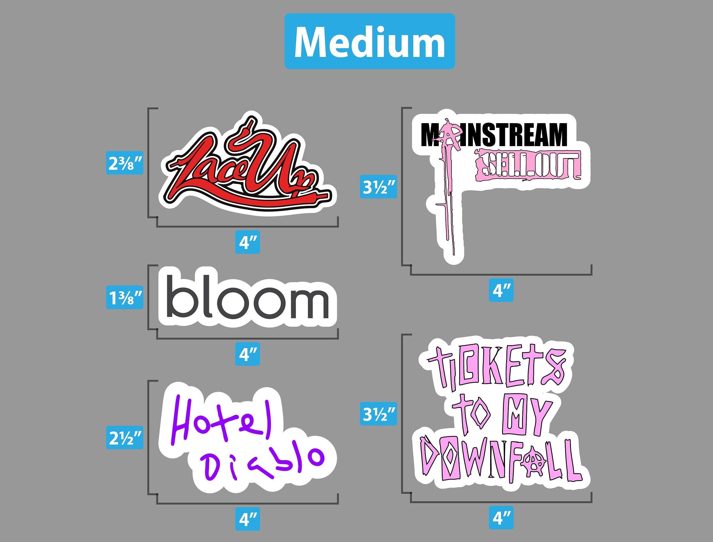 Machine Gun Kelly Stickers Album Cover Art Decal Set Lace Up, Bloom ...