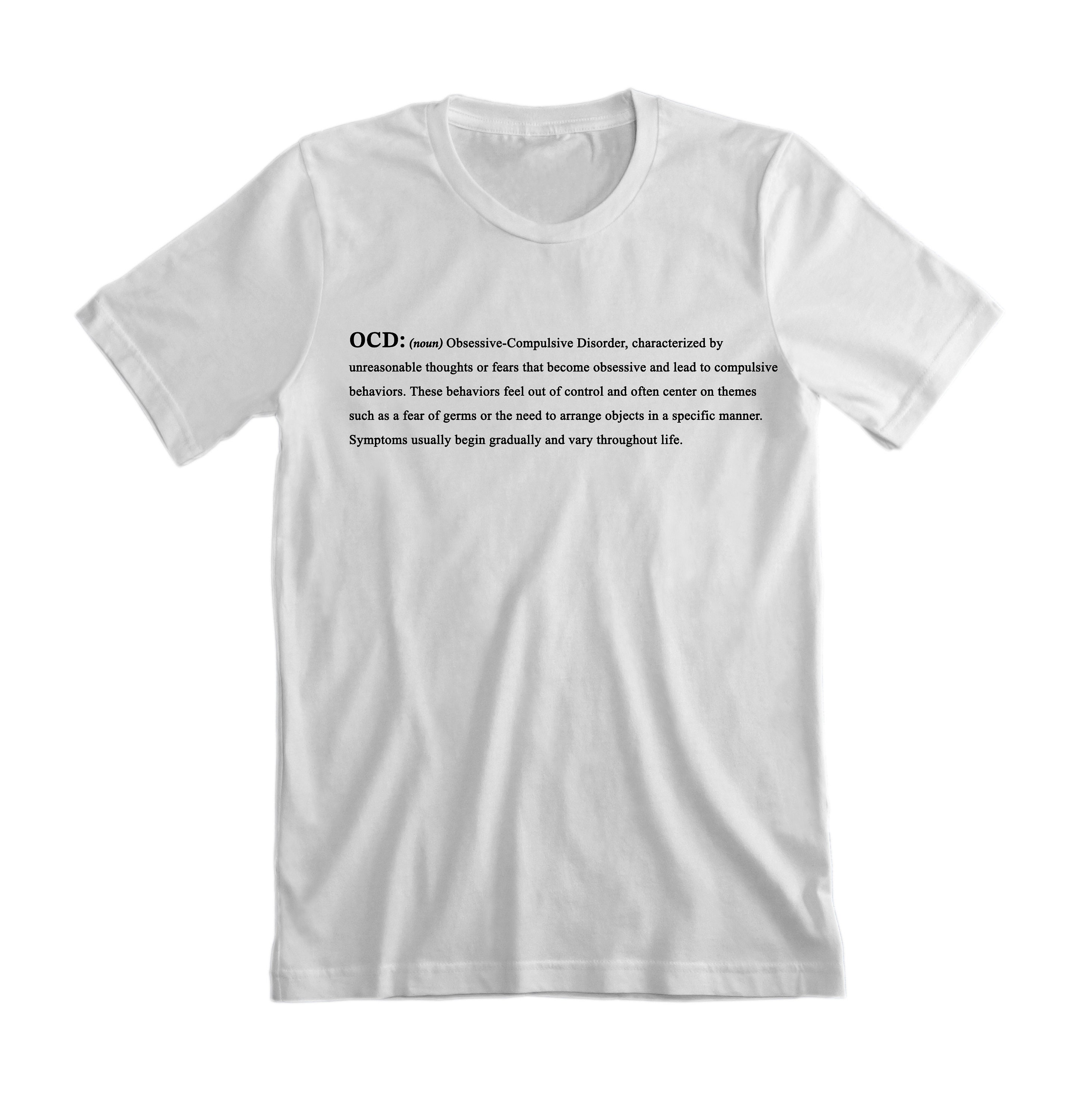 OCD Definition Minimalist Art Graphic Tee Mental Health Awareness T ...