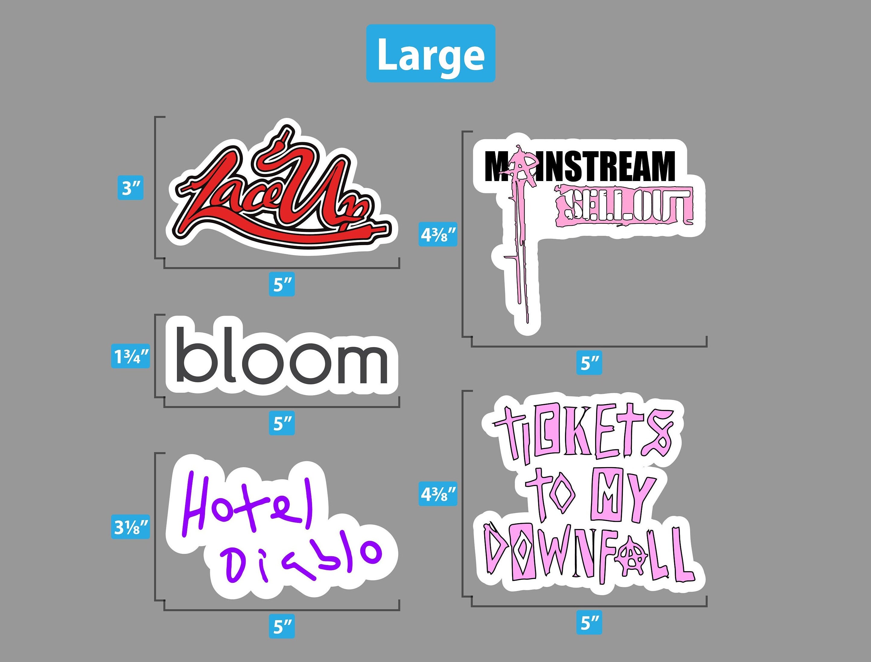 Machine Gun Kelly Stickers Album Cover Art Decal Set Lace Up, Bloom ...