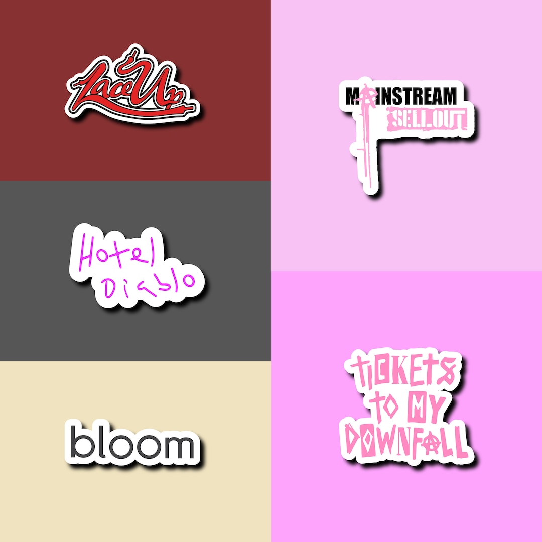 Machine Gun Kelly Stickers Album Cover Art Decal Set Lace Up, Bloom ...