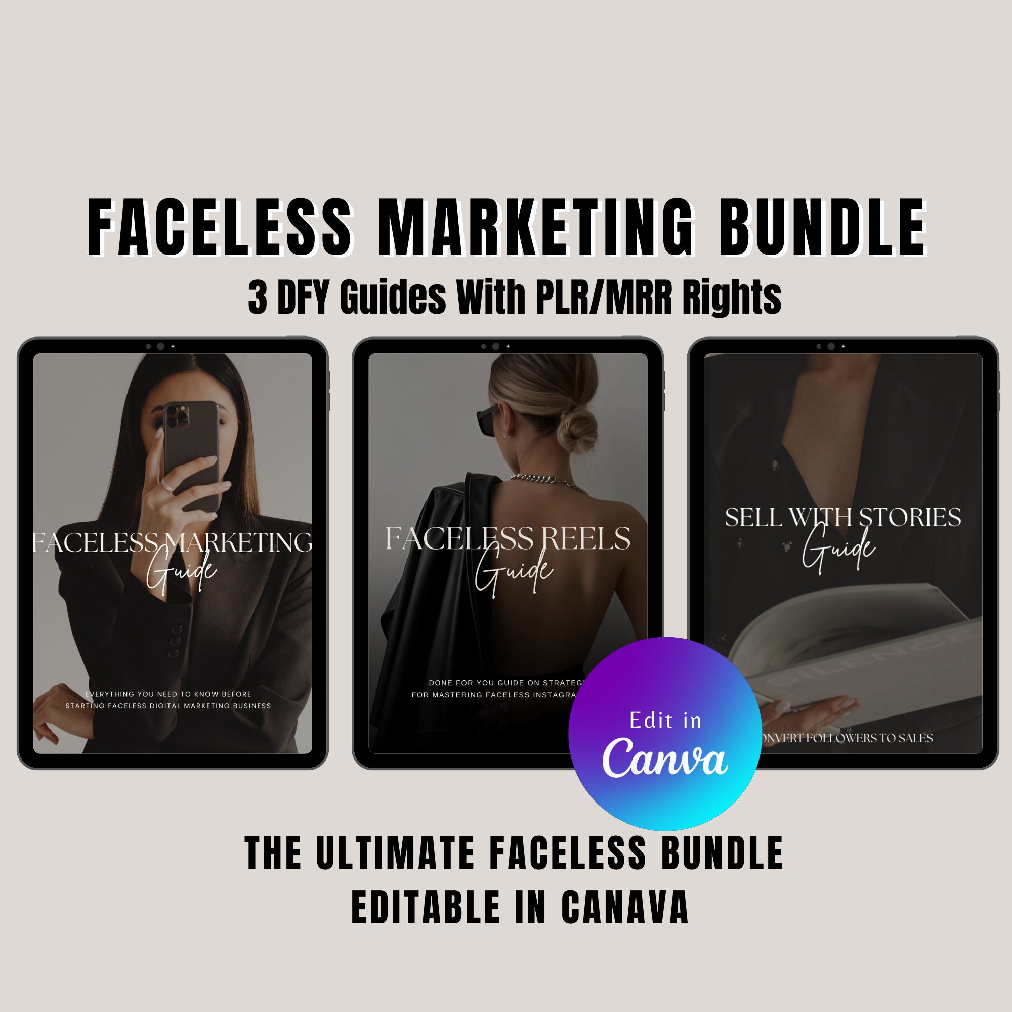 Faceless Digital Marketing BUNDLE With Master Resell Rights MRR and Private Label Rights PLR ...