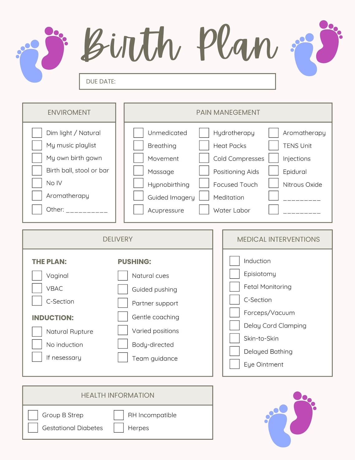 Create Your Perfect Birth Plan With Our Canva Editable Template ...