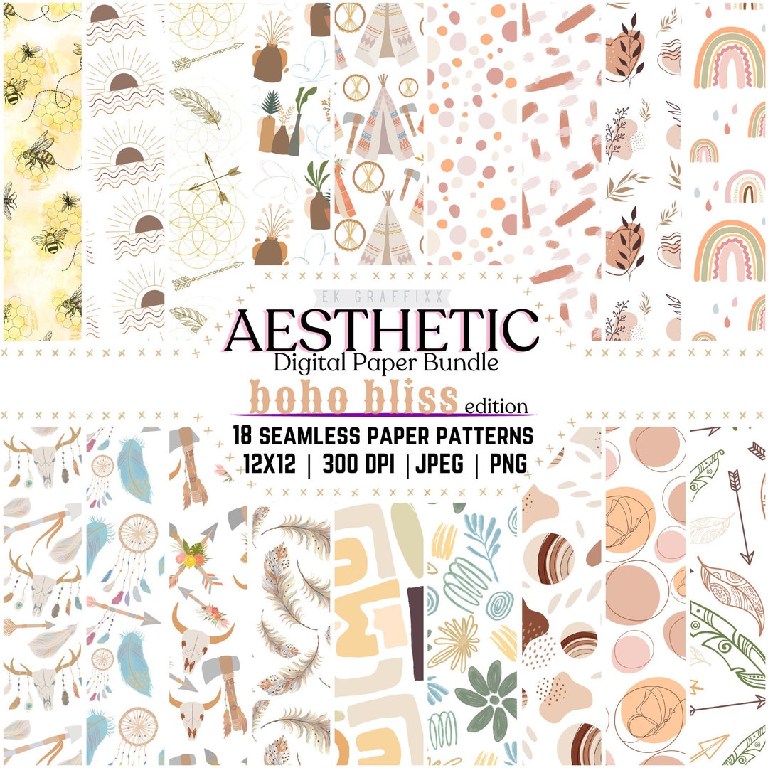 Boho Themed Paper, Bohemian Paper, Boho Craft Paper, Earthy Craft Paper ...