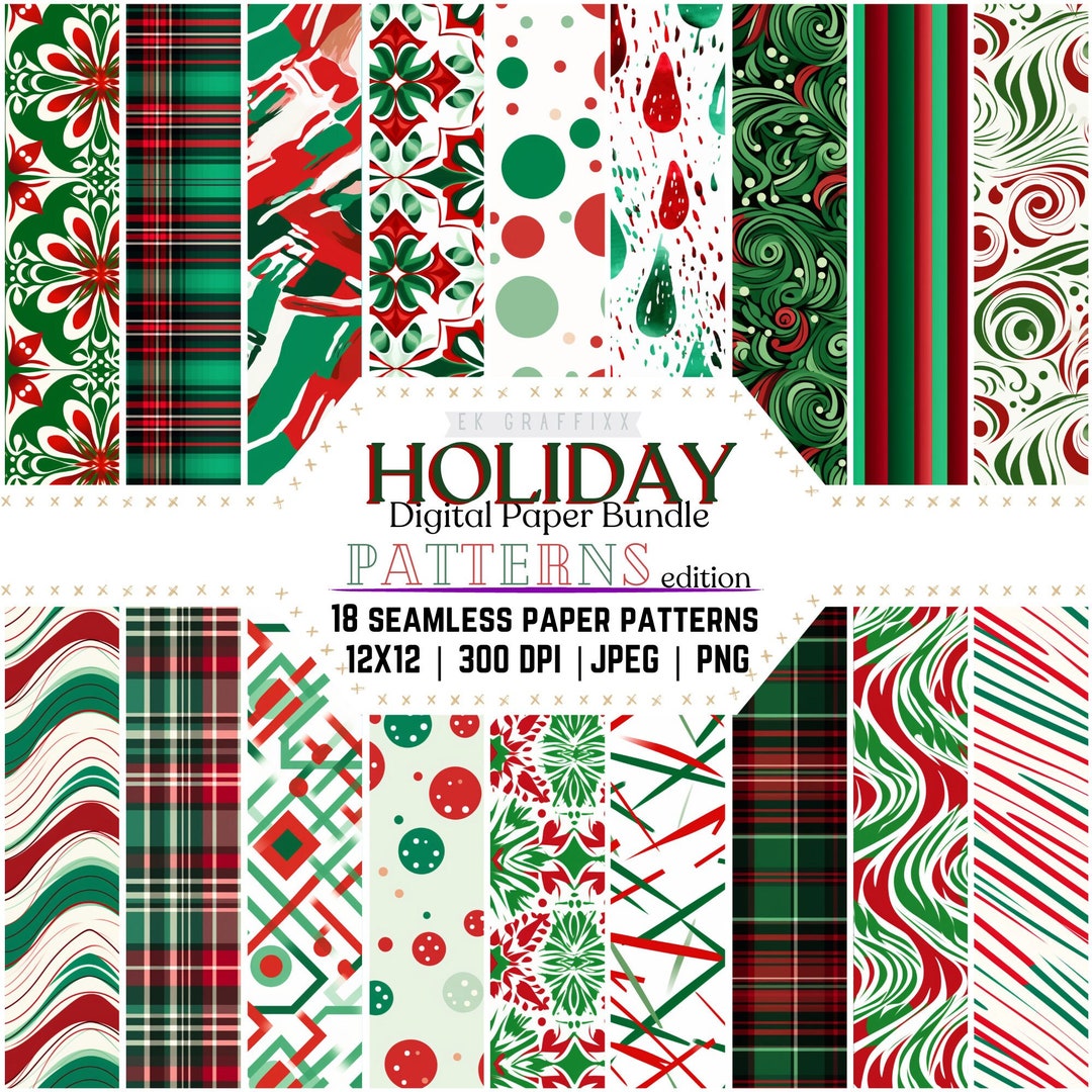 Digital Paper Pack, Holiday Paper, Winter Theme Scrapbook Paper ...