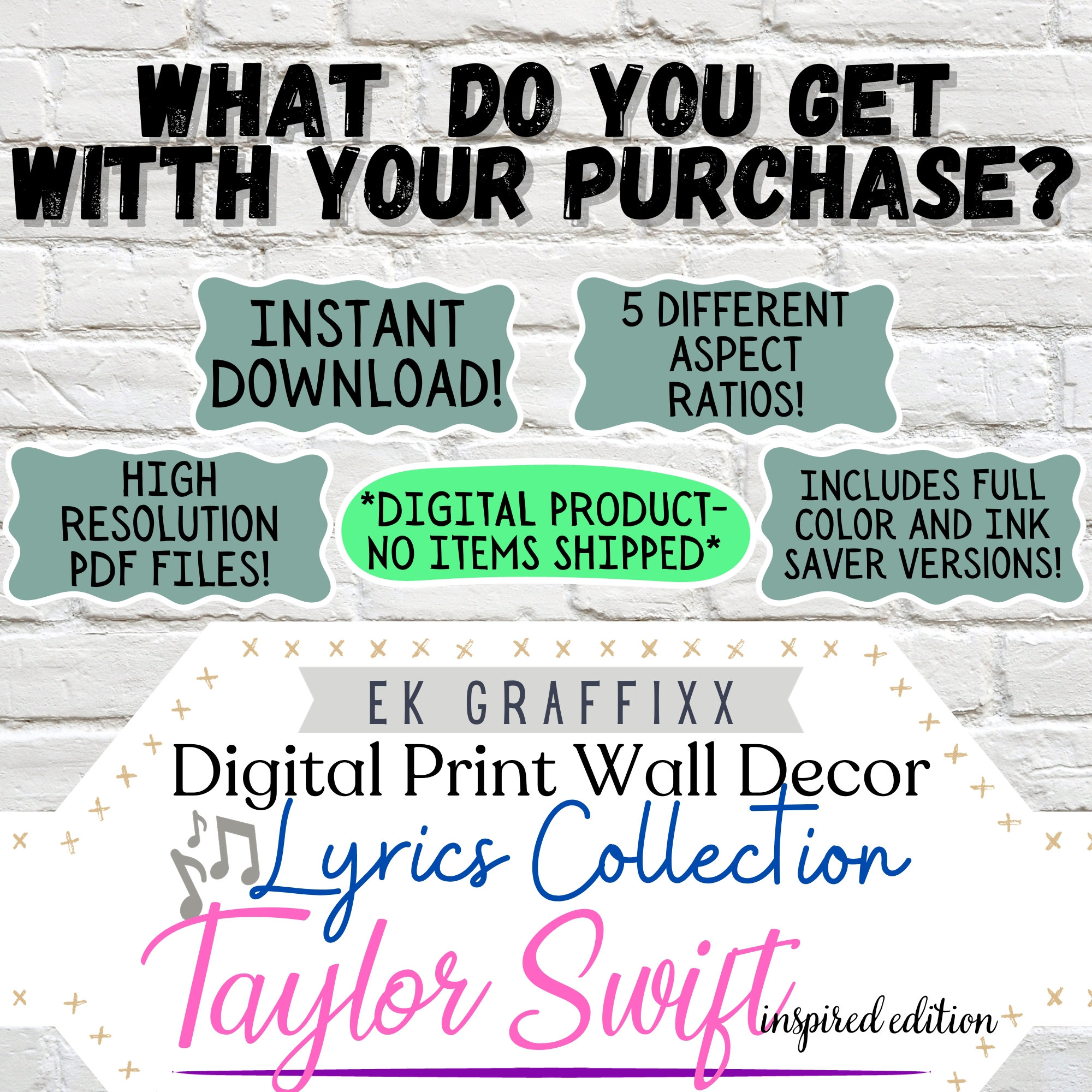 Taylor Swift Poster Set, Swiftie Decor, Taylor Swift Lyrics Art, Lyrics ...