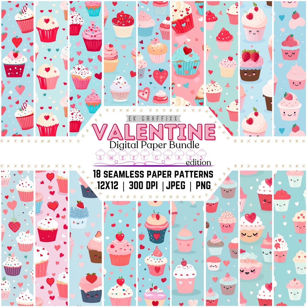 Seamless Patterns, Valentines Day Scrapbook Paper, Valentines Day Paper ...
