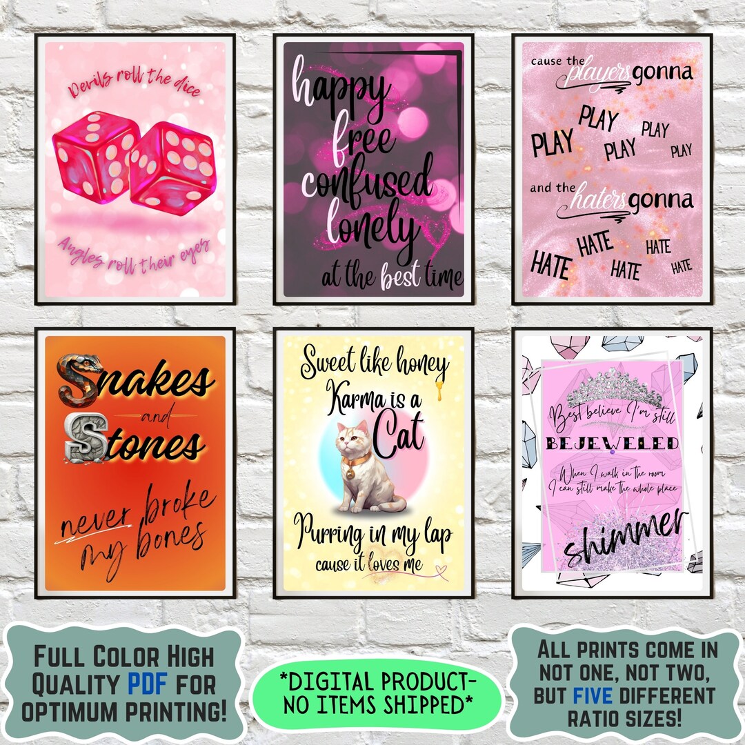 Taylor Swift Poster Set, Swiftie Decor, Taylor Swift Lyrics Art, Lyrics ...