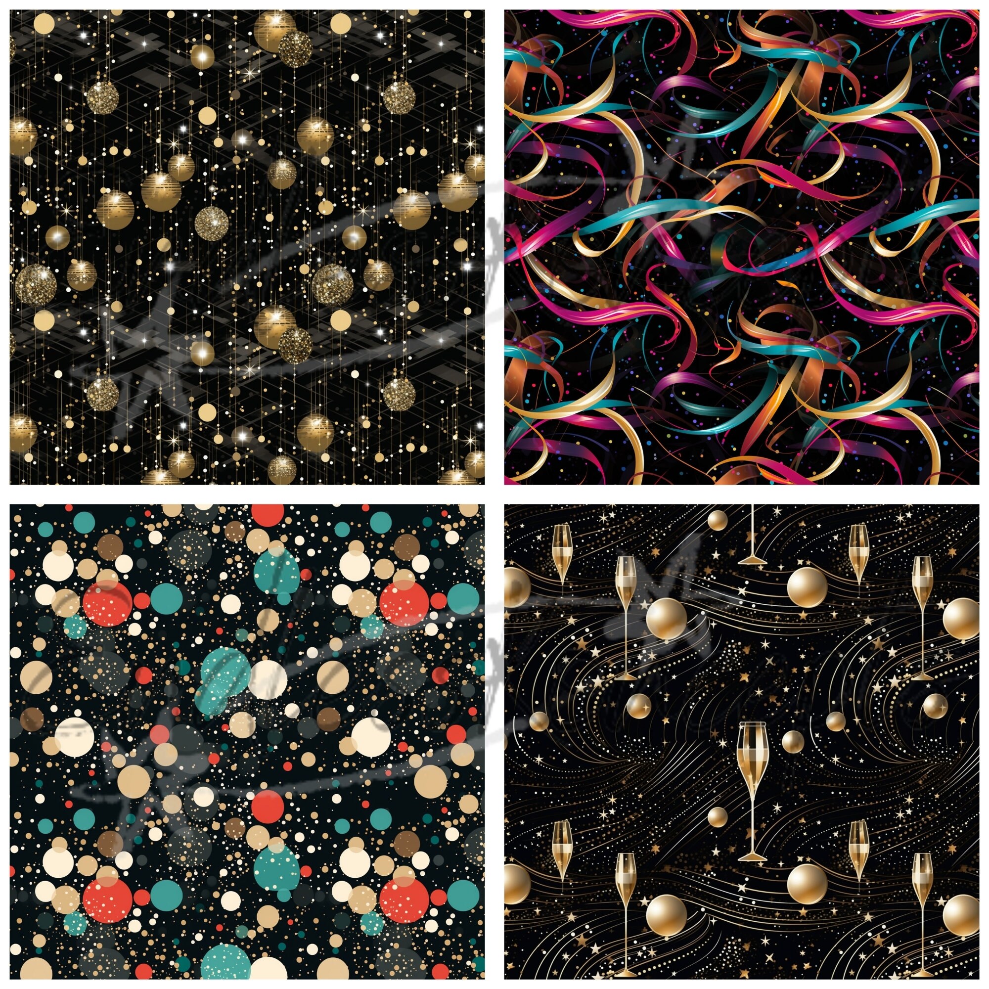 Digital Paper Pack, Holiday Paper, Nye Theme Scrapbook Paper, Holiday ...