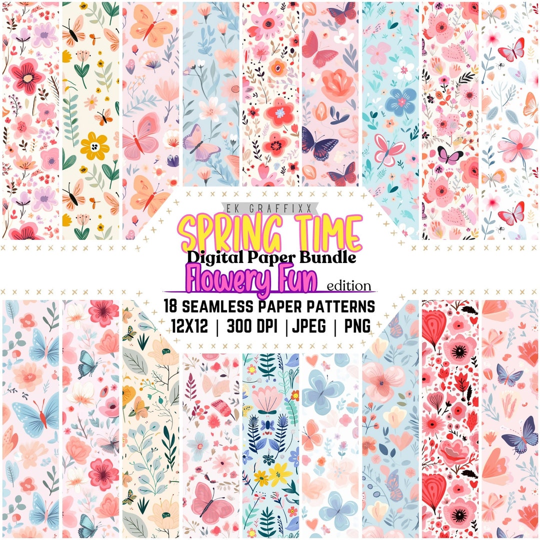 Spring Wildflowers, Spring Digital Paper, Seamless Spring Pattern ...