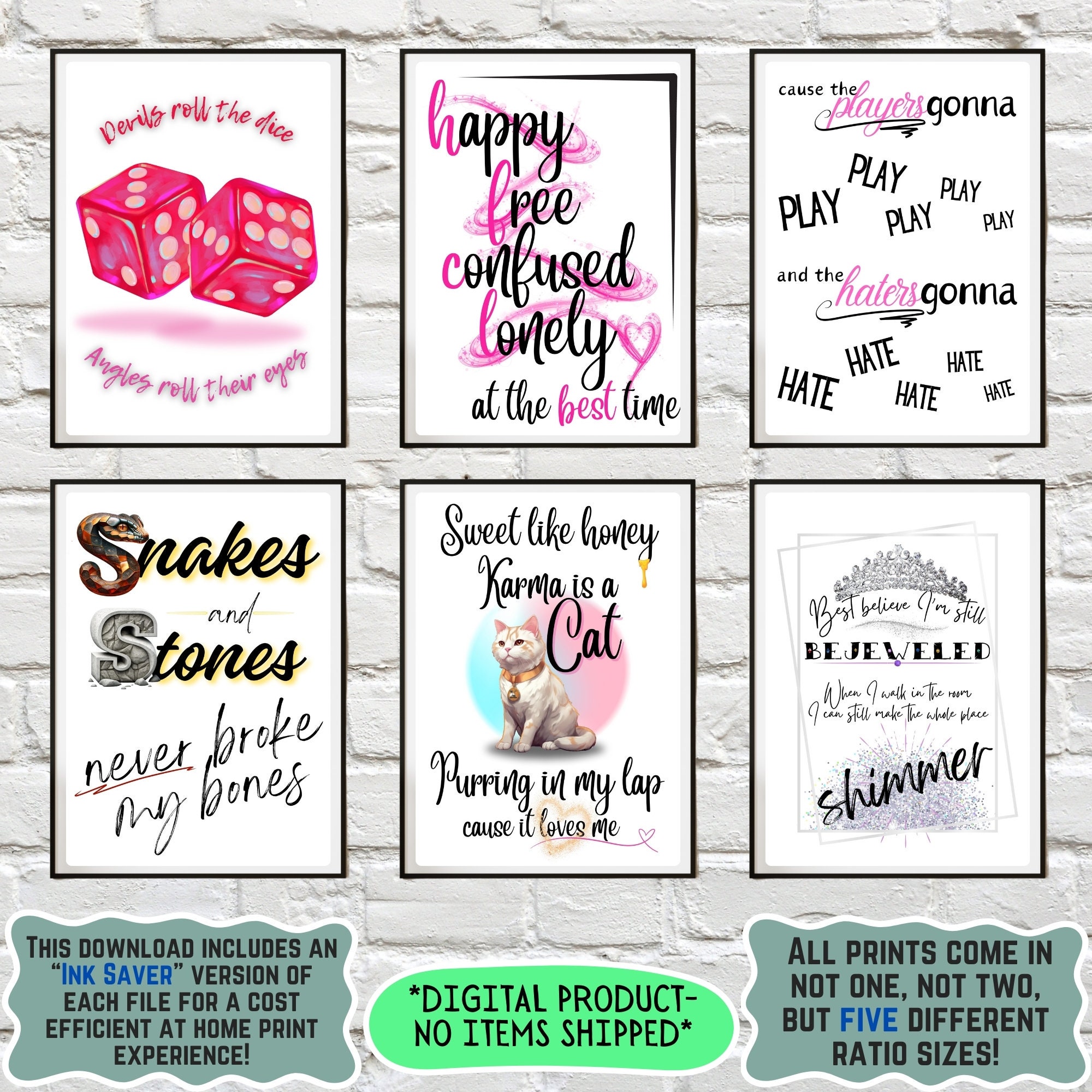 Taylor Swift Poster Set, Swiftie Decor, Taylor Swift Lyrics Art, Lyrics ...
